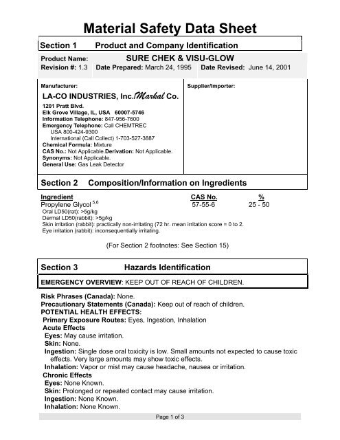 SURE CHEK & VISU-GLOW - Wigam