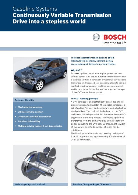 Gasoline Systems Continuously Variable Transmission ... - Bosch