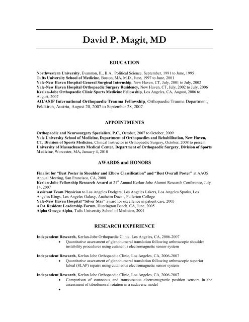 David P. Magit MD - UMass Memorial Health Care