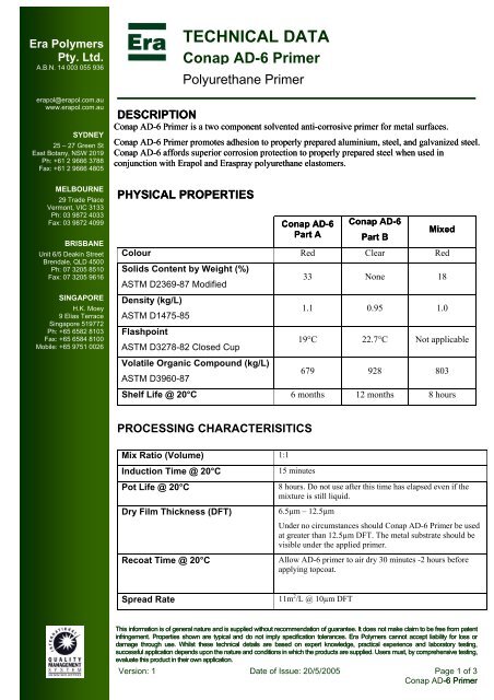 Conap AD-6 Primer - Era Polymers