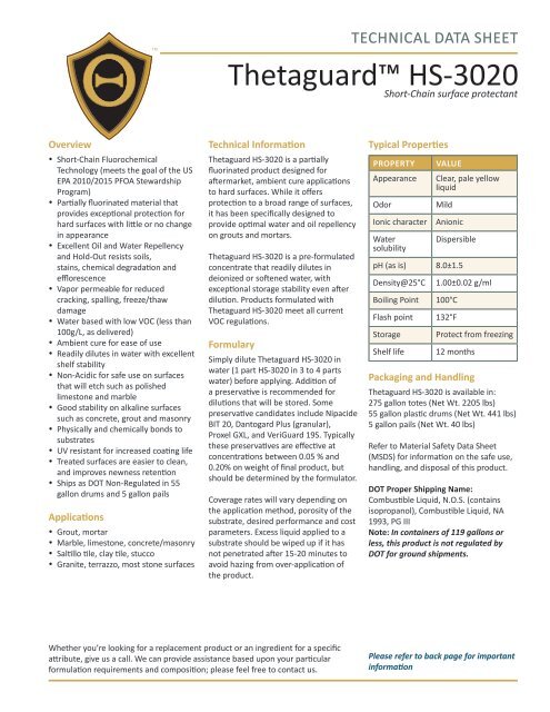 Technical Data Sheet - Innovative Chemical Technologies, Inc.