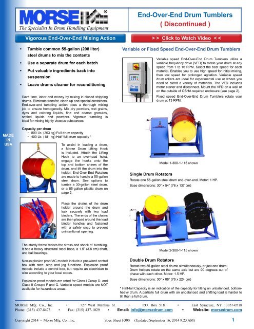 Spec Sheet - Morse Drum Handling Equipment