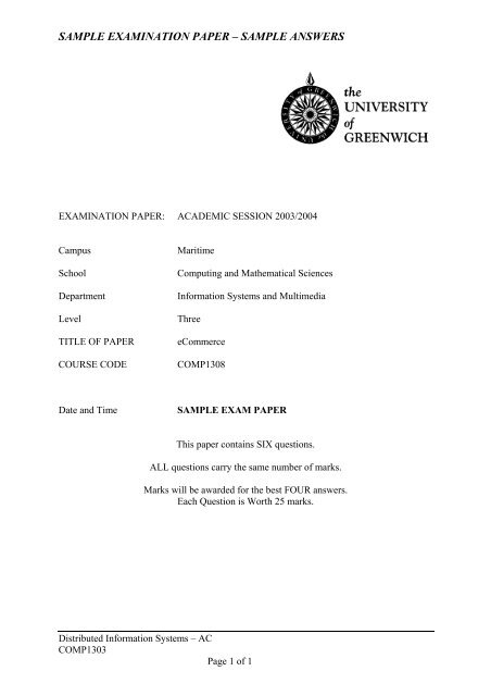 SAMPLE EXAMINATION PAPER – SAMPLE ANSWERS - ABRS