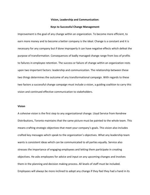 Keys to Successful Change Management