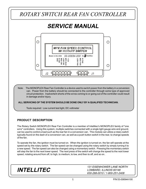 rotary switch rear fan controller intellitec service manual
