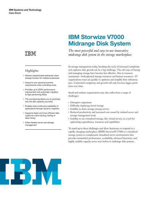 IBM Storwize V7000 Data Sheet - Broadview Networks