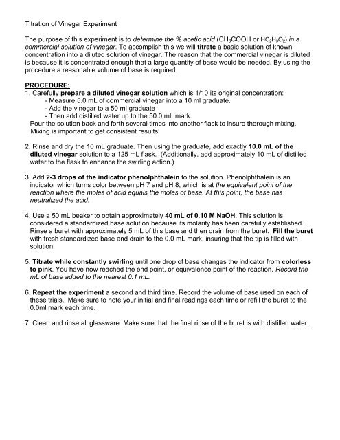 Titration of Vinegar
