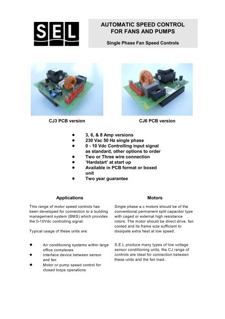 automatic speed control for fans and pumps - Stock Electronics Ltd.