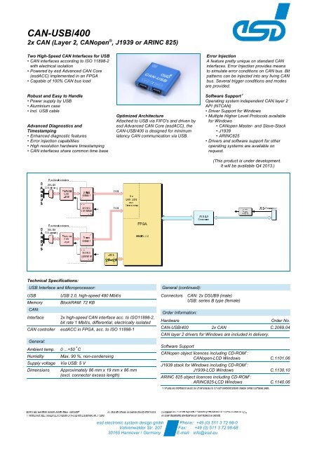 CAN-USB/400 - esd electronic system design