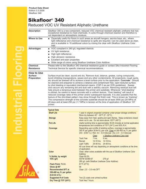 Sikafloor 340 Product Data Sheet - Brock White