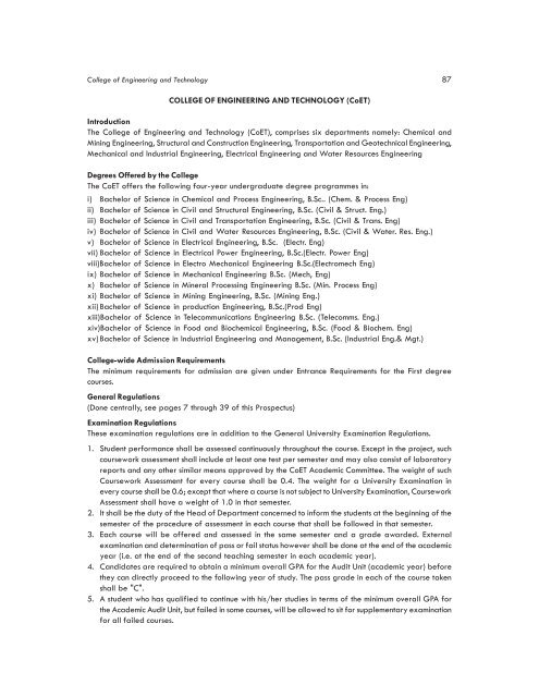2011-12 UDSM Prospectus (CoET pg 87 - 124].pmd - University of ...