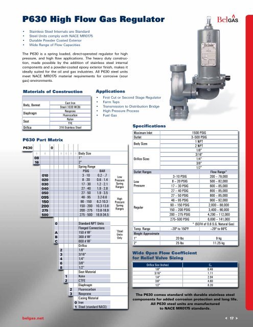 P630 High Flow Gas Regulator - Follin Flo-Controls