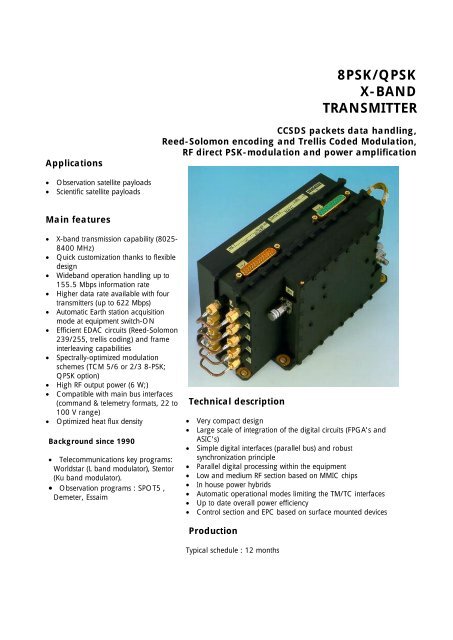 8psk Qpsk X Band Transmitter Ccsds