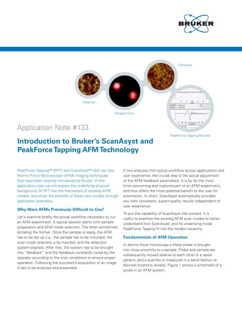 Introduction to Bruker's ScanAsyst and PeakForce Tapping AFM