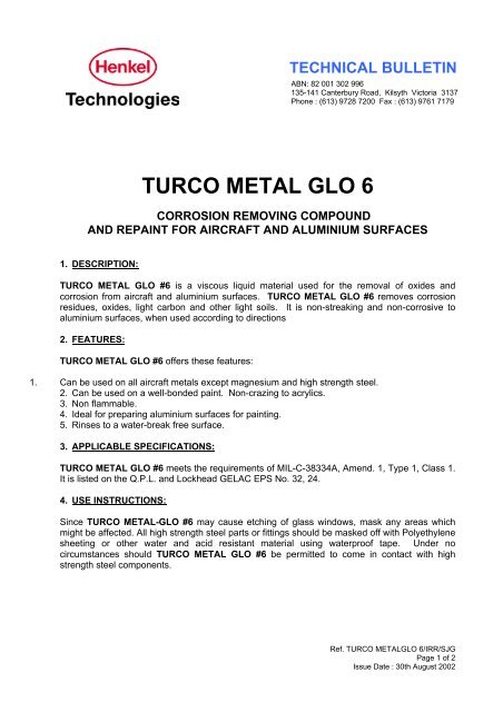 TURCO METAL GLO 6 - Solvents