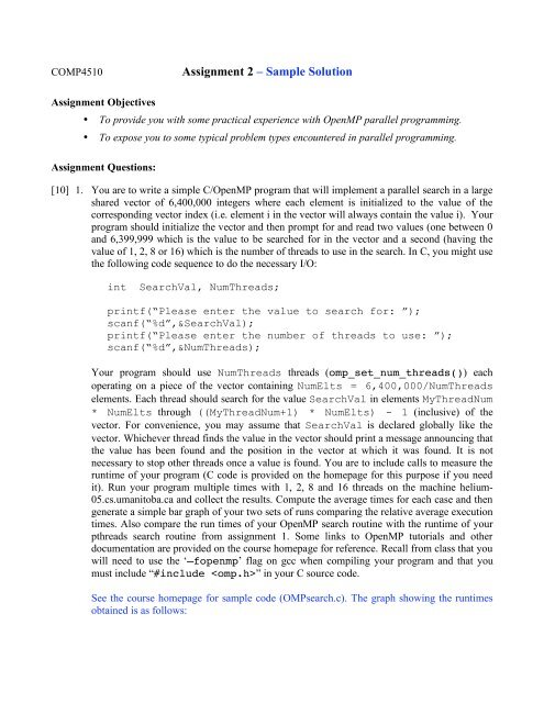 Assignment 2 – Sample Solution - University of Manitoba ...