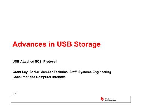 Advances in USB Storage - MCCI