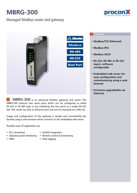 MBRG-300: Managed Modbus router and gateway - Proconx