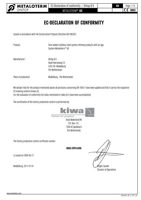 EC-DECLARATION OF CONFORMITY - Metaloterm