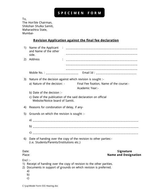Procedure and Format - in respect of Review Application against ...