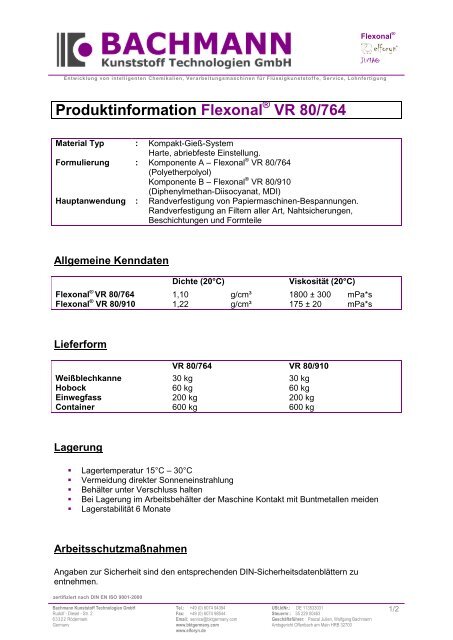 Produktinformation Flexonal VR 80/764 - Bachmann Kunststoff ...