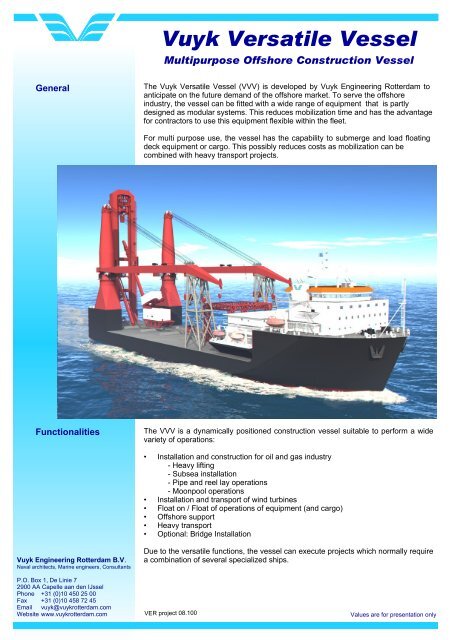 Vuyk Versatile Vessel - Vuyk Engineering Rotterdam bv
