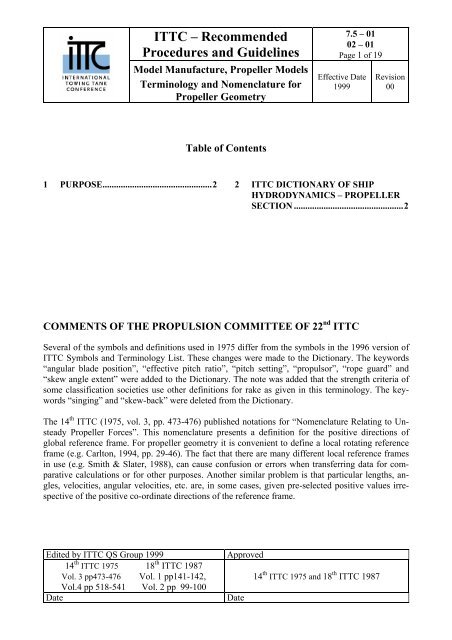 ITTC – Recommended Procedures and Guidelines