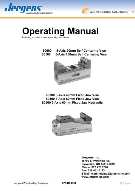 Jergens 5-Axis Vise Operating Manual - Jergens Inc.