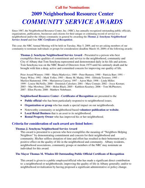 COMMUNITY SERVICE AWARDS