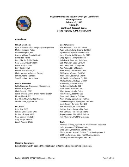 February 3, 2010 - Homeland Security Region D