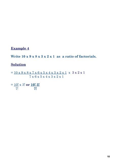 Example 4 Write 10 X 9 X