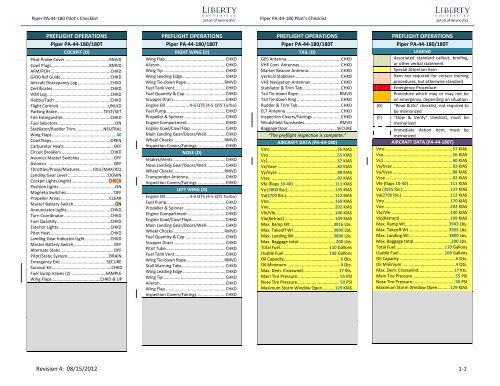 Piper PA44-180 Seminole Checklist