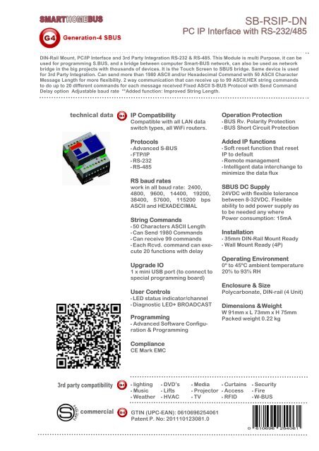 Datasheet (RSIP) - Smart-Bus Home Automation