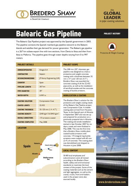 Balearic Gas Pipeline - Bredero Shaw