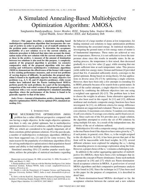 A Simulated Annealing Based Multiobjective Optimization Algorithm