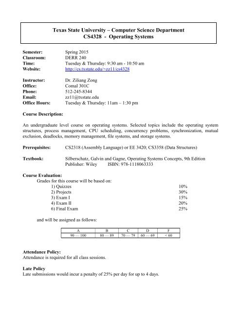 Syllabus Download - Computer Science - Texas State University
