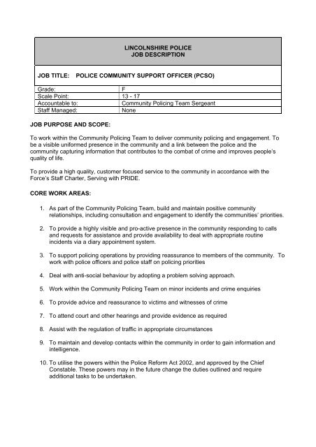 PCSO Job Description.pdf - Lincolnshire Police