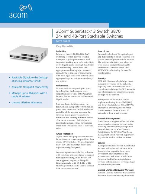 3Com SuperStack 3 Switch 3870 24- And 48