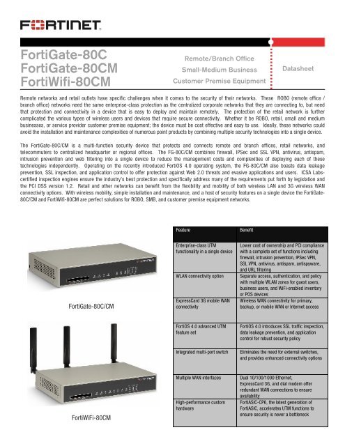 FortiGate-80C FortiGate-80CM FortiWifi-80CM