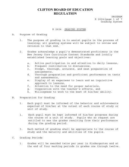 Grading Policy - Clifton Public Schools