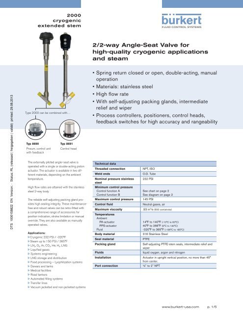 2/2-way Angle-Seat Valve for high - BÃ¼rkert Fluid Control Systems