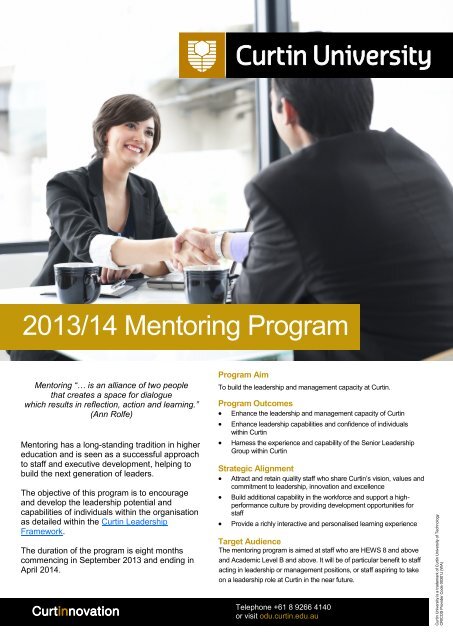 2013/2014 Mentoring Program flyer - Organisational Development ...