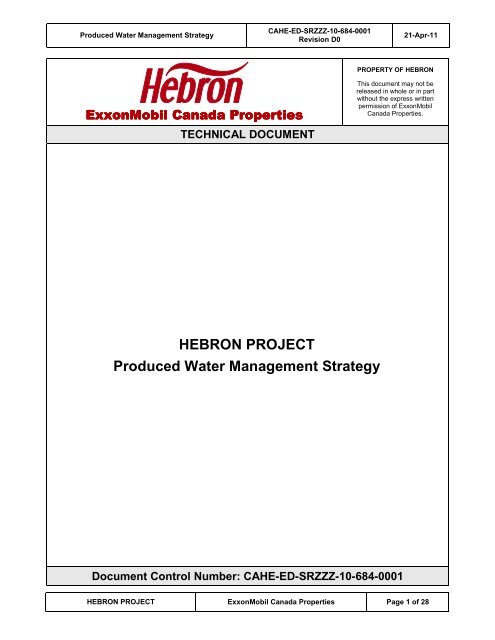 2 - Produced Water Management Strategy - Hebron Project