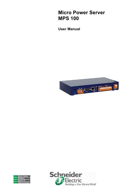 Micro Power Server MPS 100 – User Manual - Schneider Electric