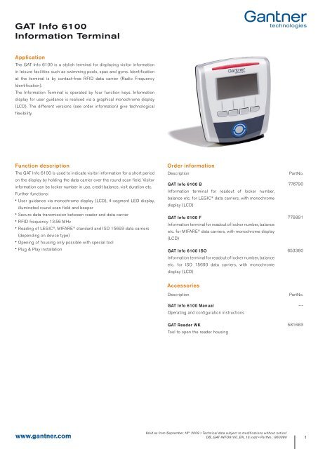 GAT Info 6100 Information Terminal - gantner.com.au