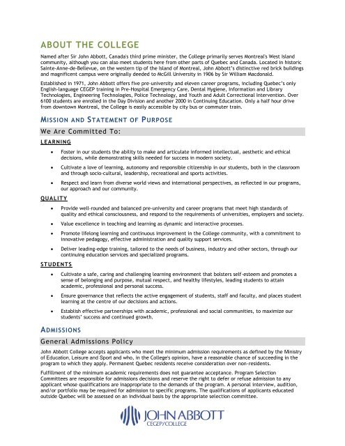 General Information - John Abbott College