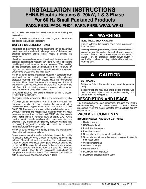 INSTALLATION INSTRUCTIONS