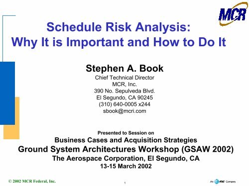 Schedule Risk Analysis - Palisade Corporation