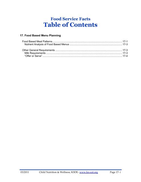 Food Based Menu Planning