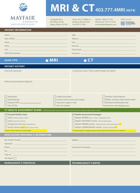 to download a printable PDF - Mayfair Diagnostics